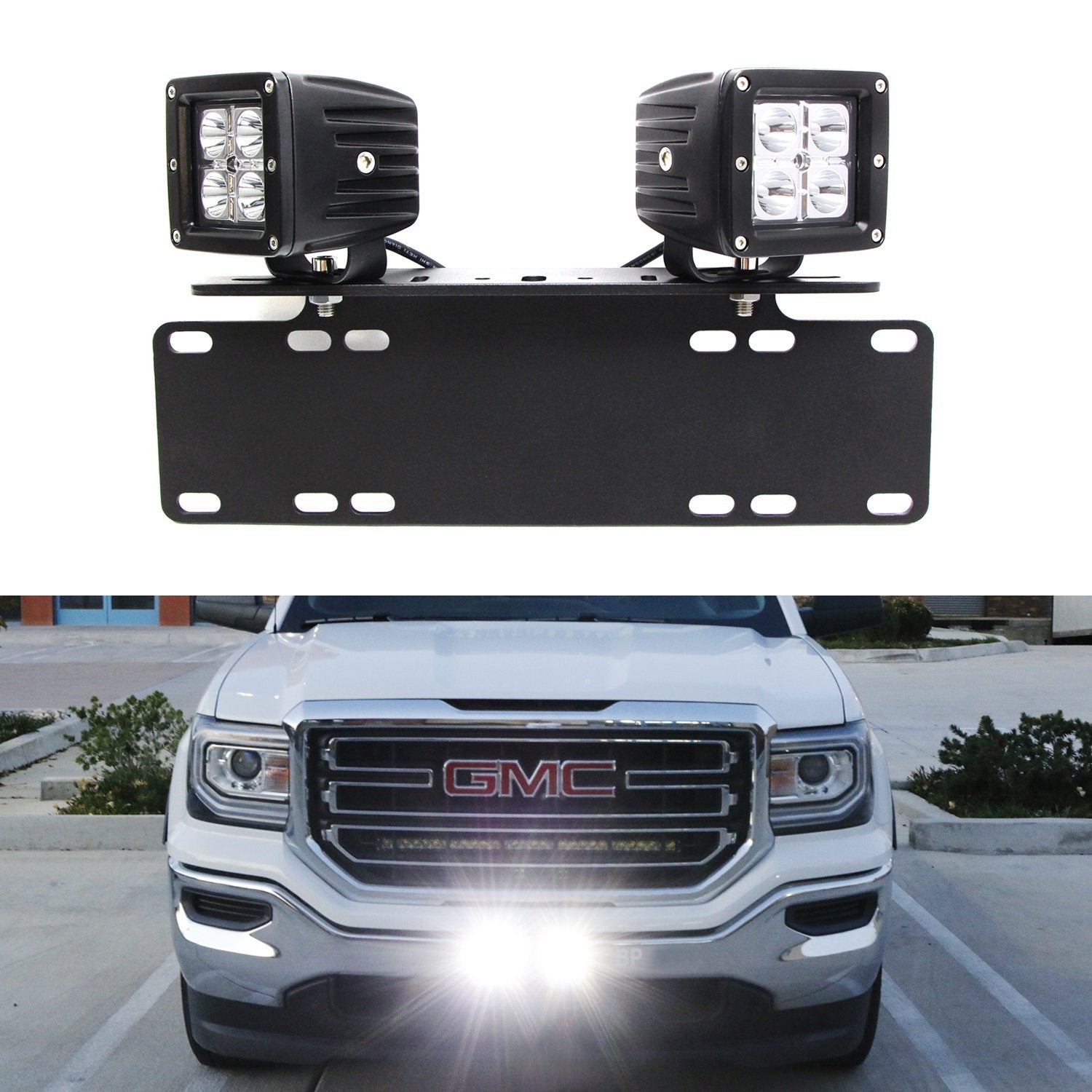 40W CREE LED Pods w/ License Plate Bracket, Wirings For Truck Jeep ATV ...