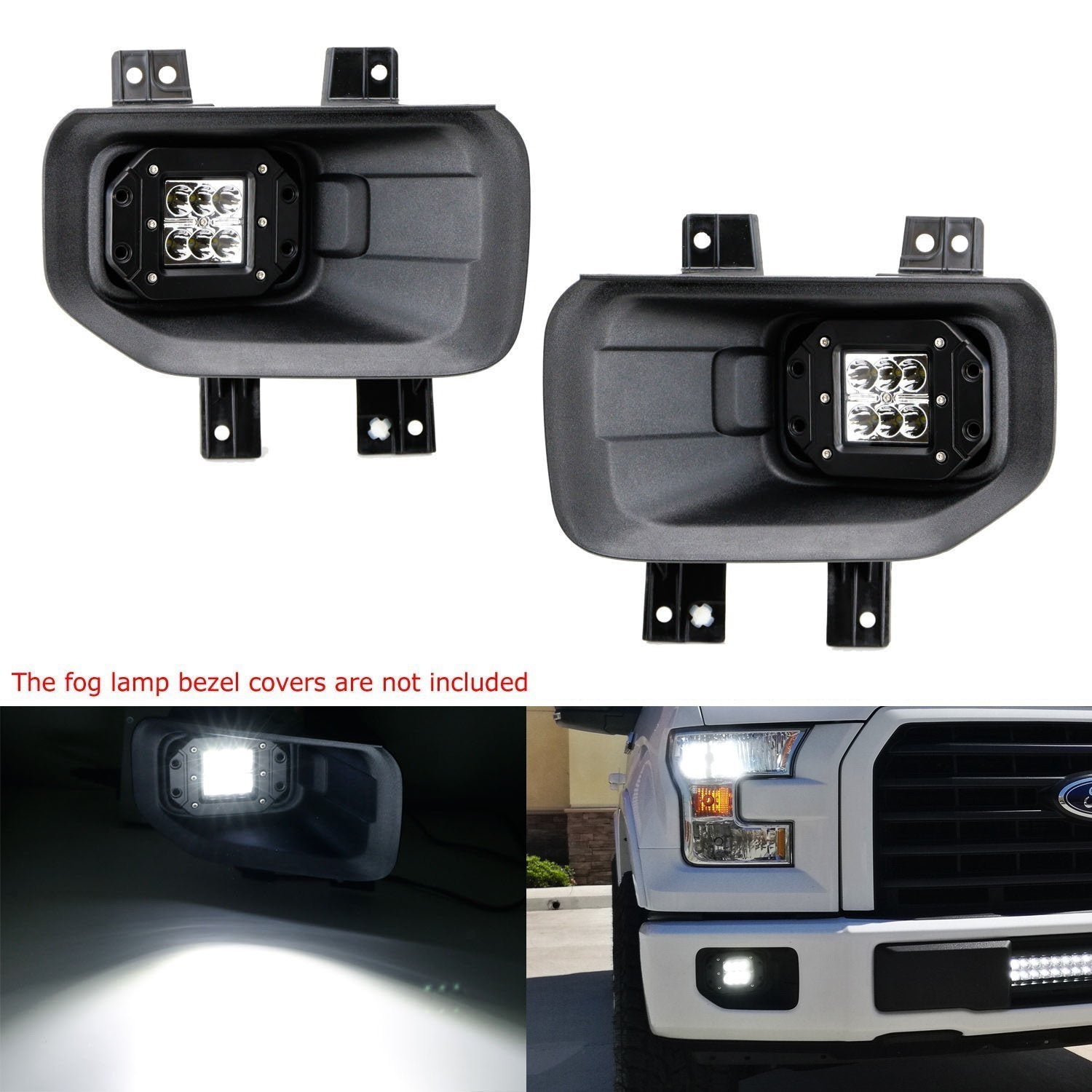 CREE LED Pods w/ Foglight Location Brackets For Ford 15-20 F150, 17-20 ...
