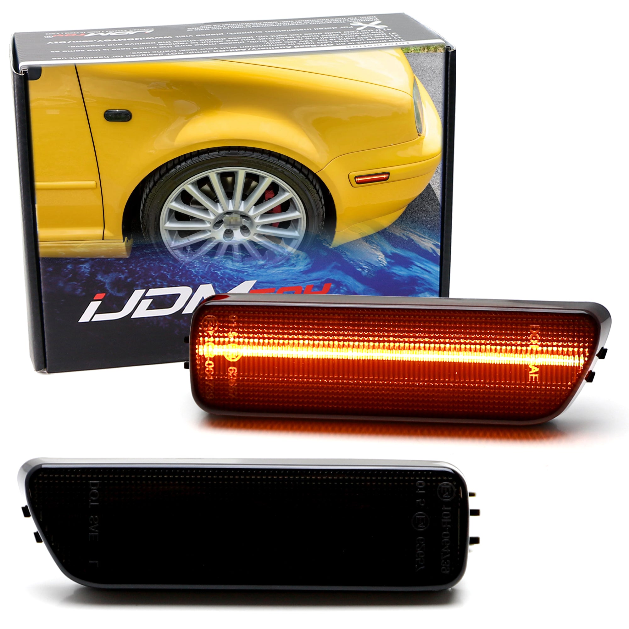 Smoked Lens Amber Full LED Bumper Side Markers For MK4 Golf GTI R32 Ra ...