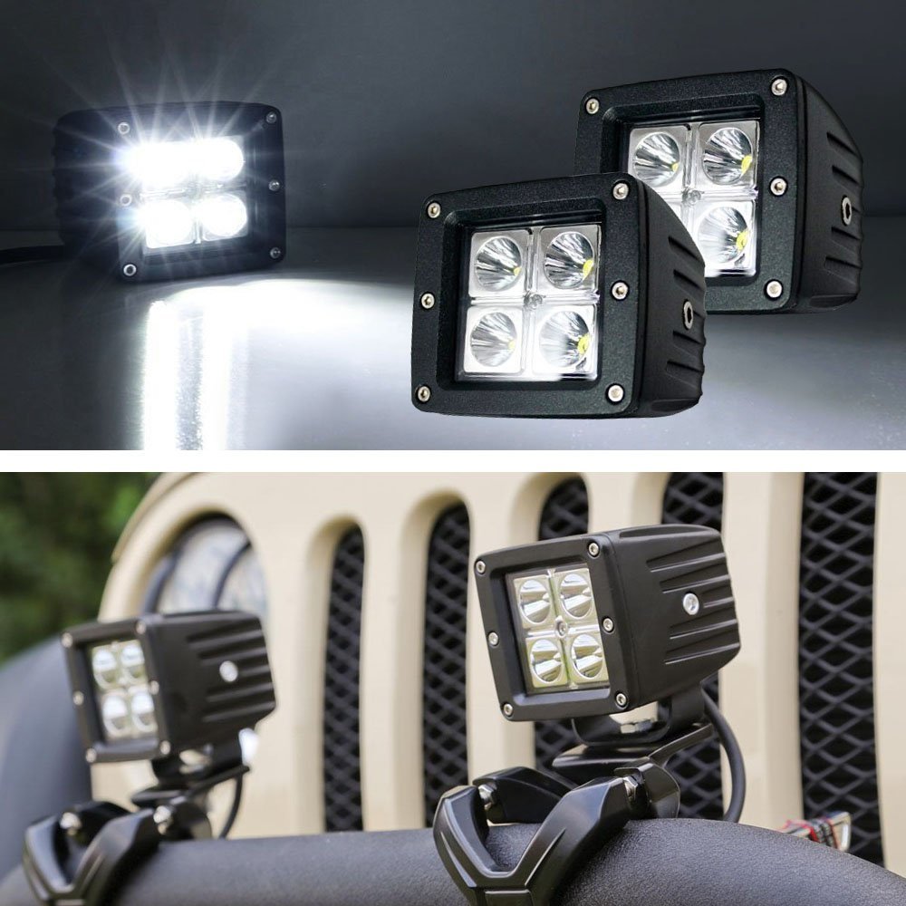 (2) 3" 20W CREE LED Cubic Pod Lights For Truck Jeep Off-Road ATV 4WD 4 ...