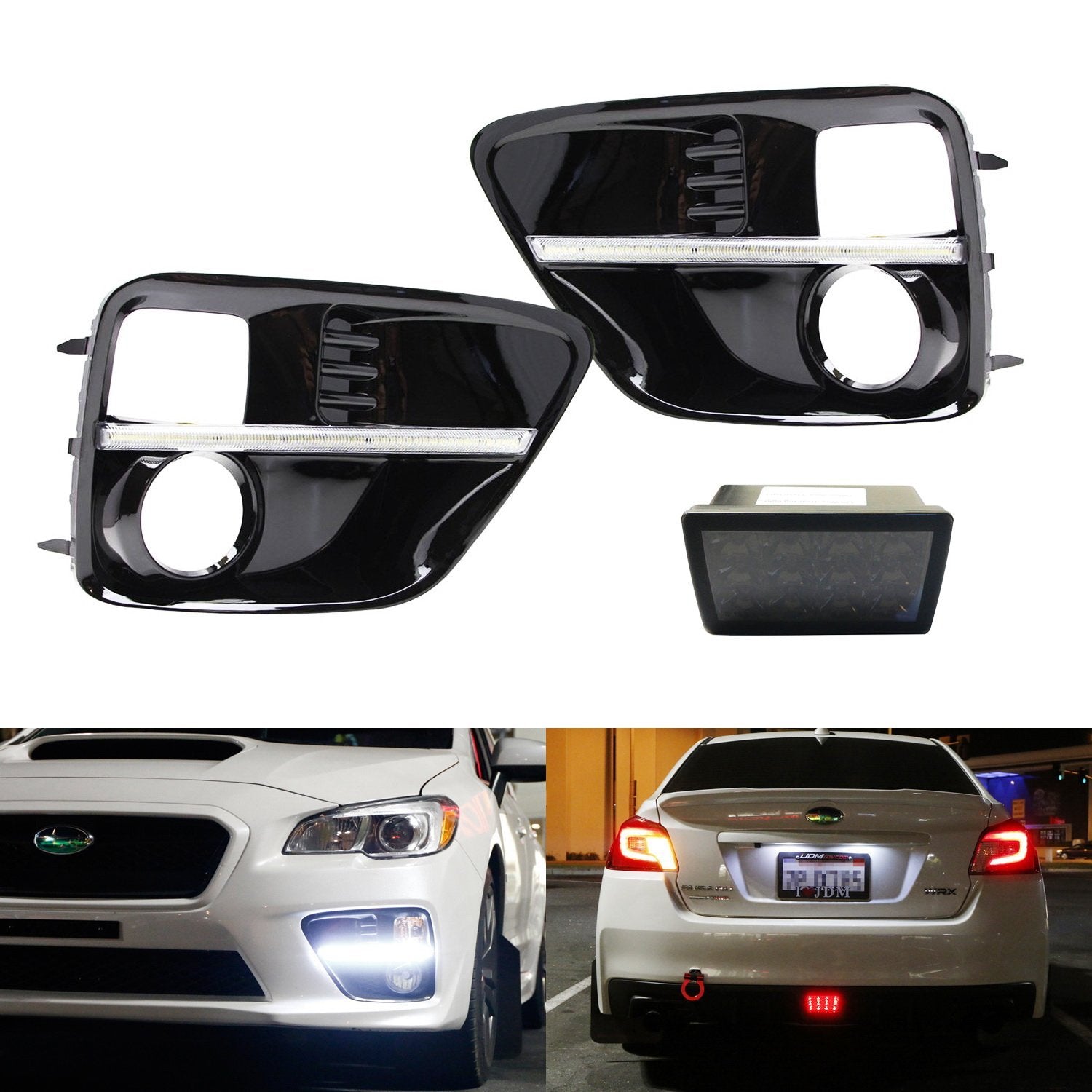 JDM S4 LED DRL Fog Light Bezels & Smoked Rear Foglight For 15-17 Subar ...