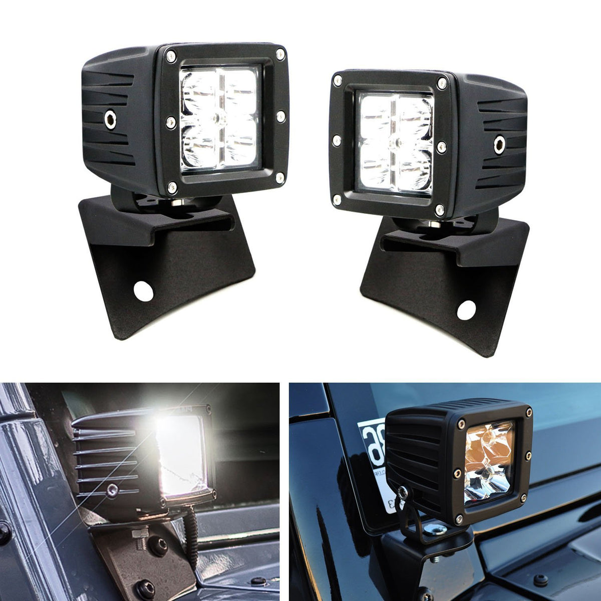 40W CREE LED Pod Kit w/ A-pillar Mounting Brackets For 07-up Jeep Wran — iJDMTOY.com