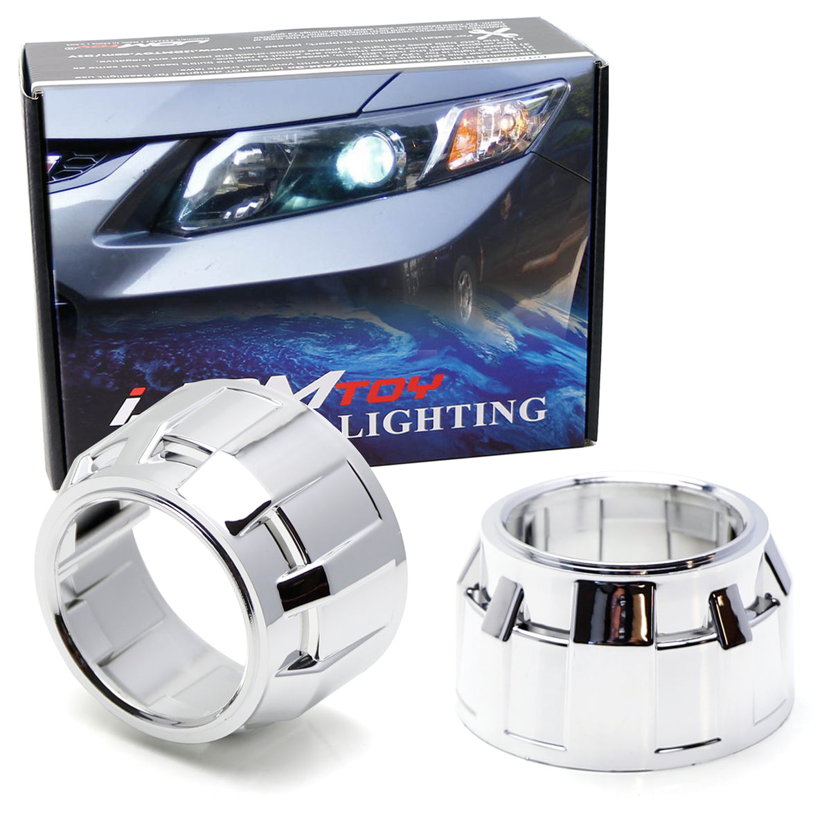 2.5" Round Shape Chrome Mini H1 Headlamp Projector Lens Decoration Shr ...