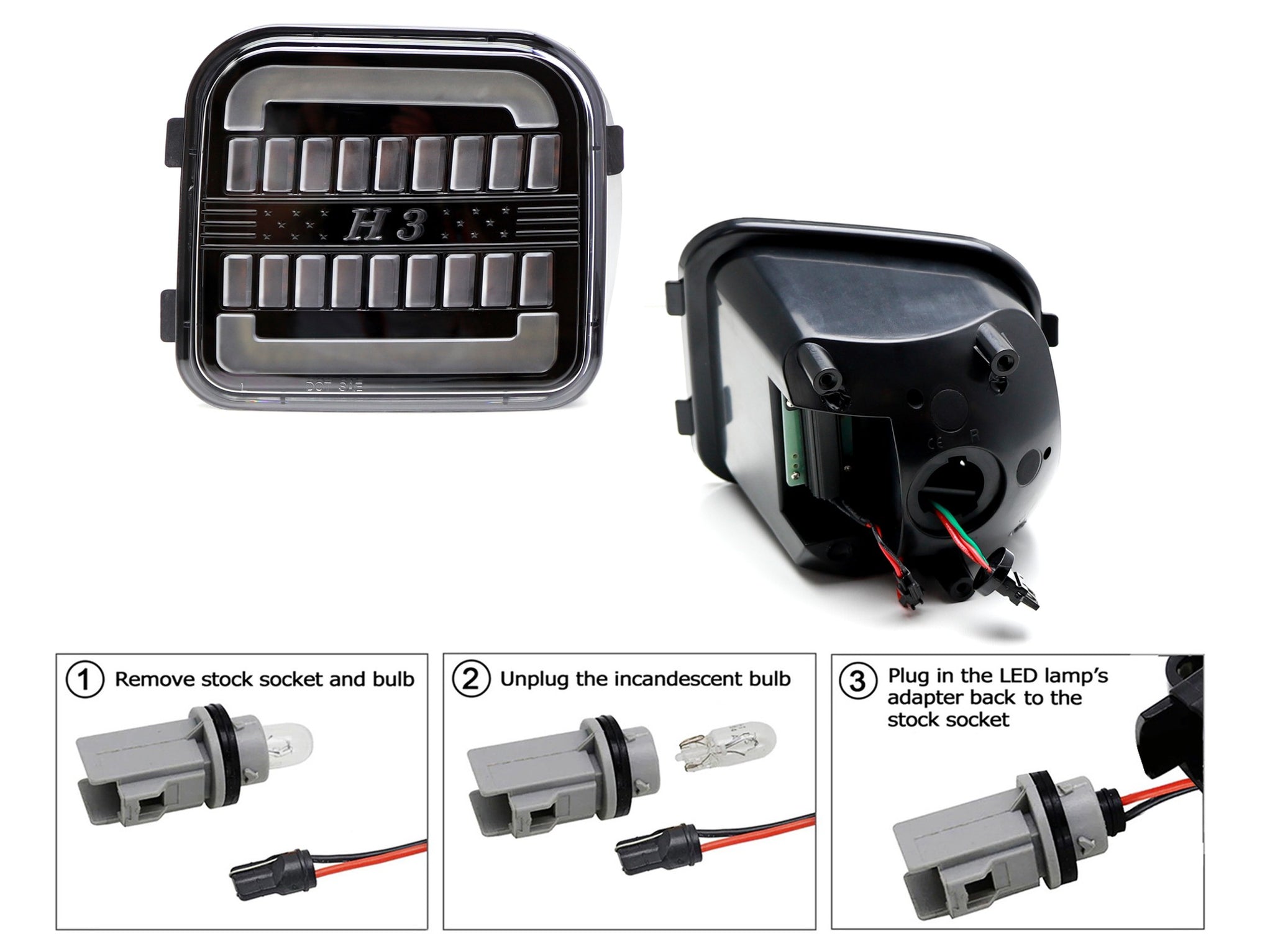 Clear Full LED White Halo/Amber Sequential Blink Front Turn Signal For — iJDMTOY.com