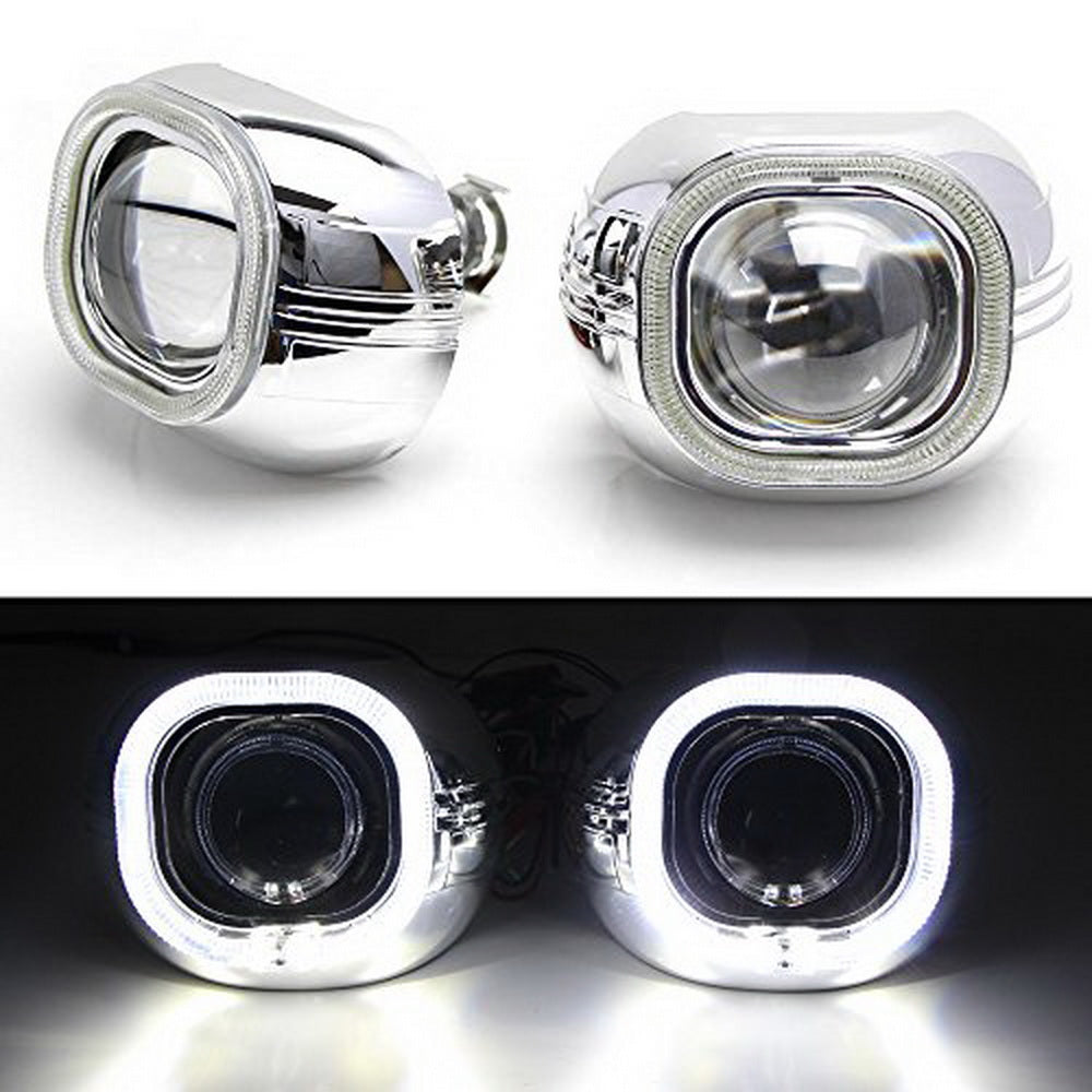 3.0" H1 Bi-Xenon Projector Lens w/ Square LED Halo Ring Shrouds For He ...