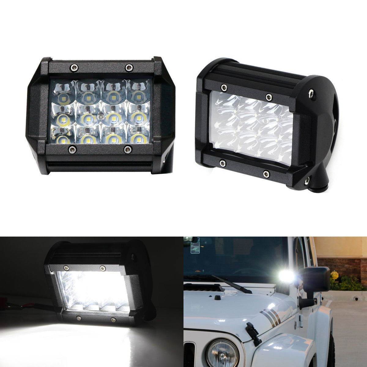 (2) White 36W High Power LED Pod Lights For Truck SUV Jeep Off-Road AT ...