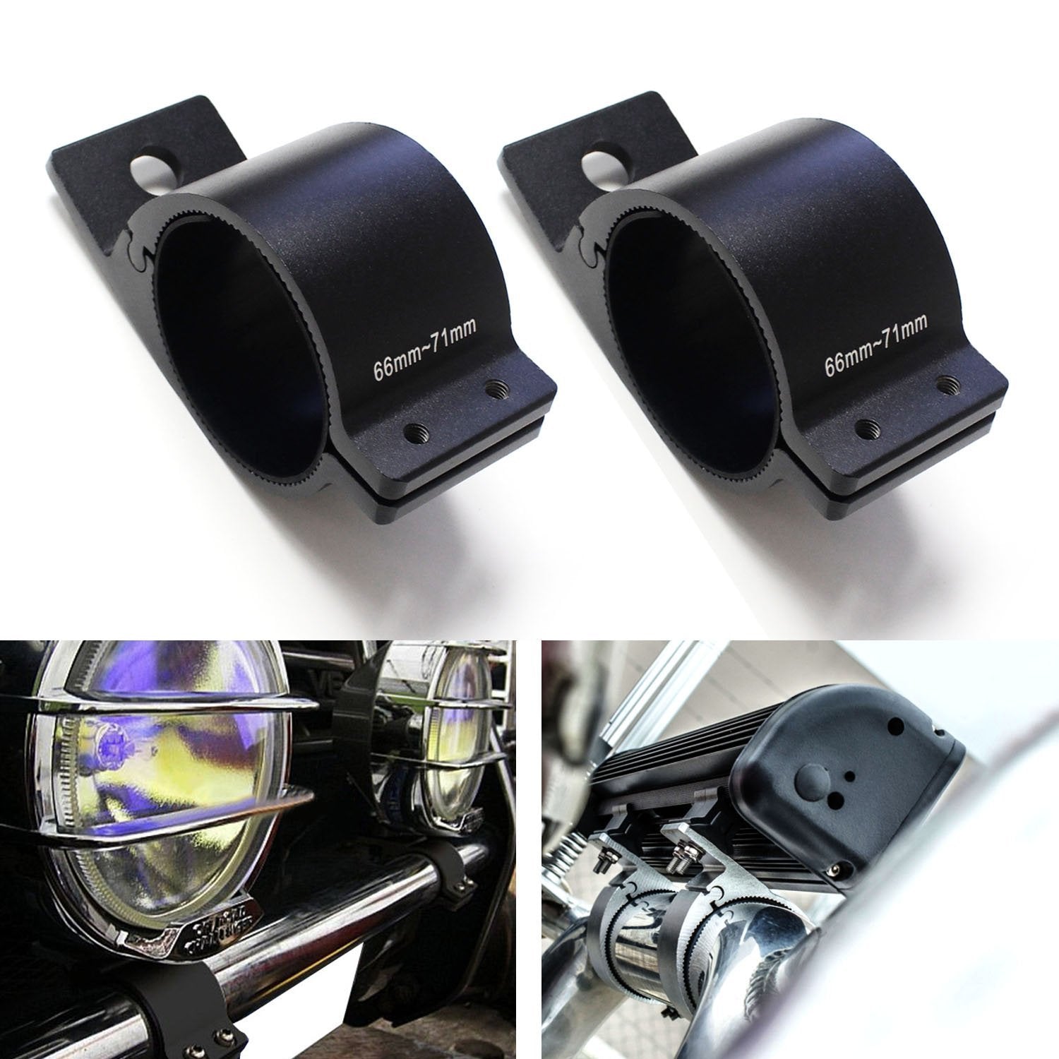 66mm-71mm 2.5" Bullbar Mounting Bracket Clamp For LED Light Bar, LED W ...