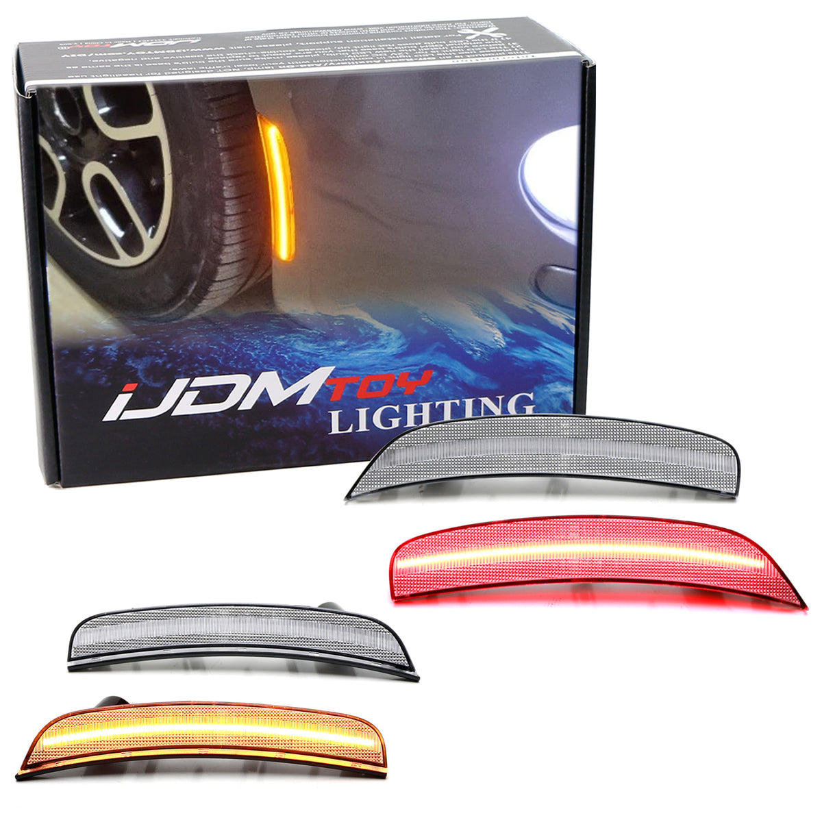 Clear Lens Amber/Red LED Front/Rear Side Marker Lights For 11-19 Fiat ...