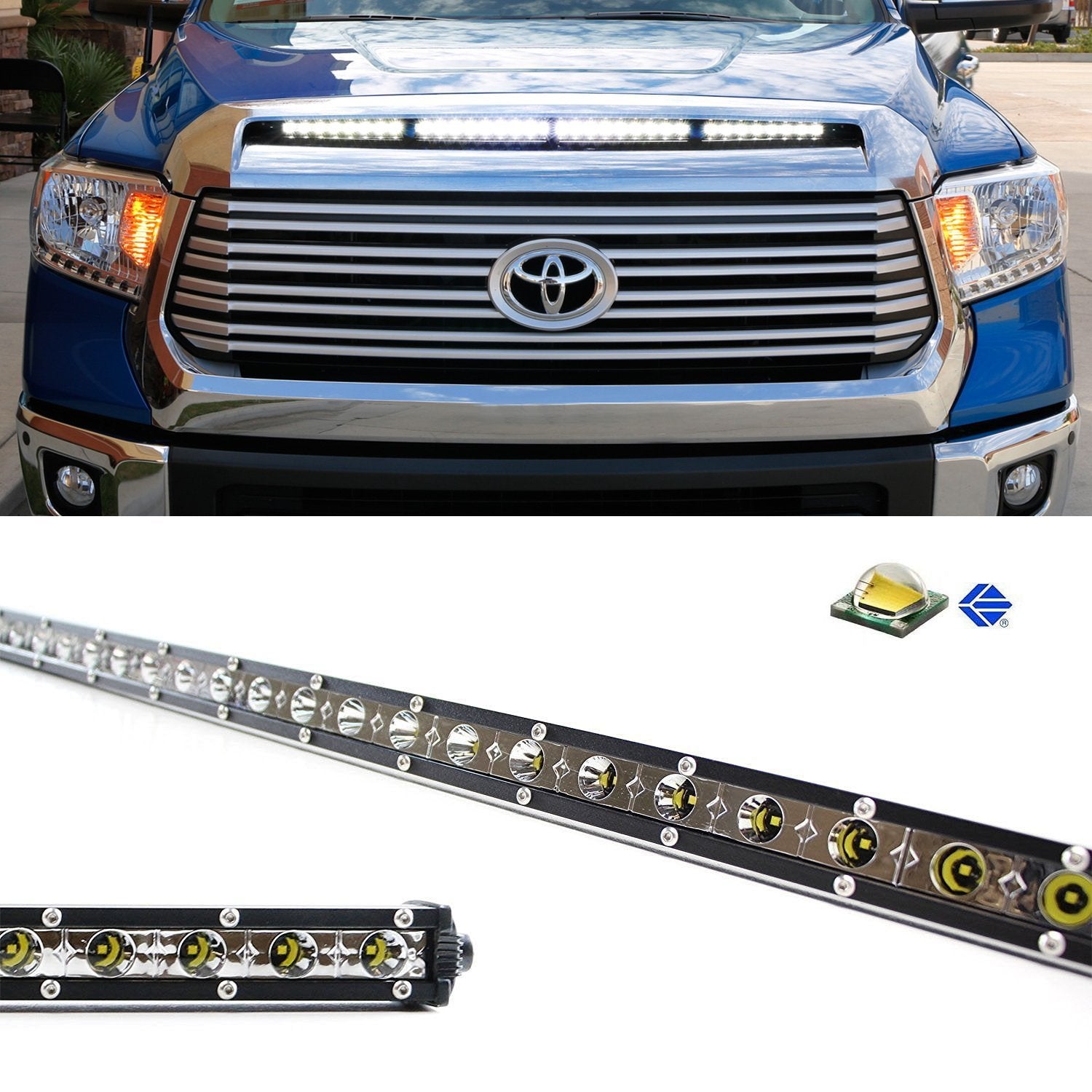 108W 36" LED Light Bar w/ Hood Scoop Bulge Mounting Wiring 14-21 Toyot ...