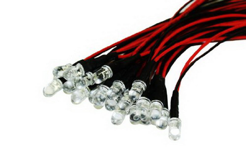 12 Volt LED Components 20-Piece Xenon White 12V LED Lights - 5mm LEDs ...