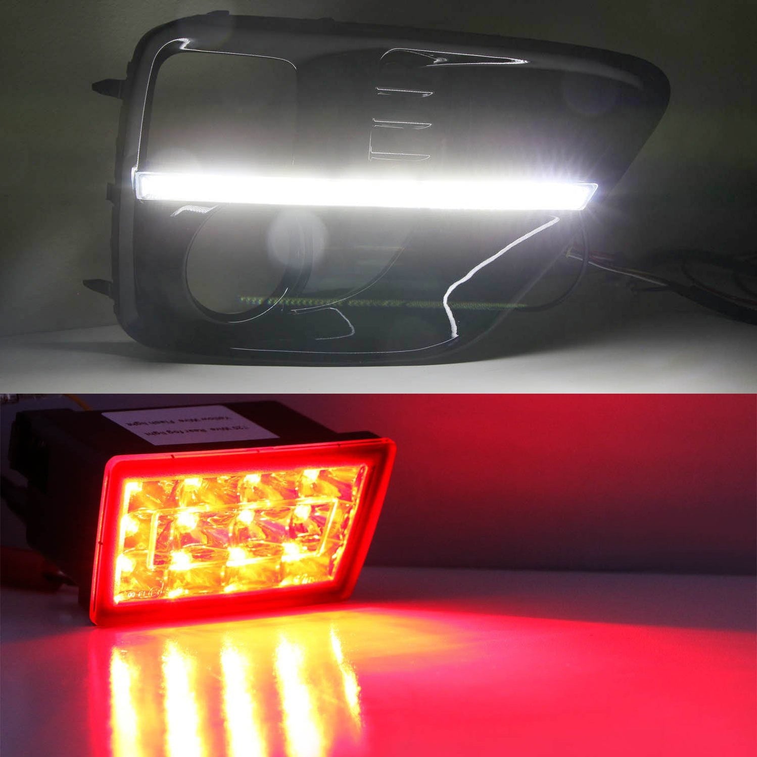 JDM S4 LED DRL Fog Light Bezels & Red LED Rear Foglight For 15-17 Suba ...