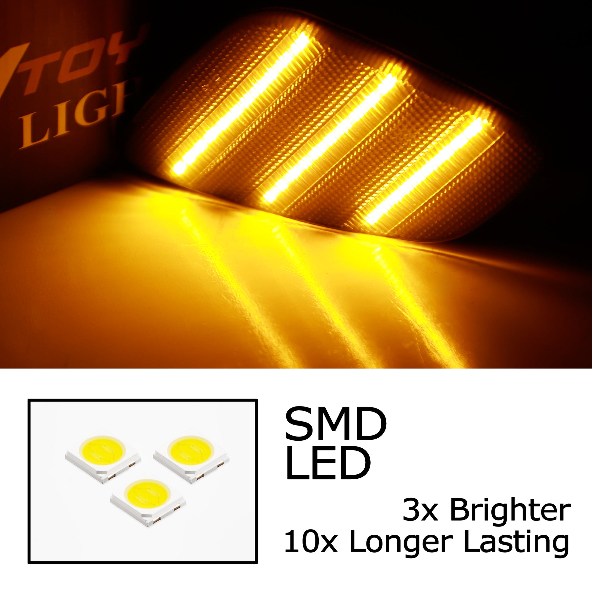 Smoked Lens Amber Triple-Row LED Strip Fender Flare Side Markers For W ...