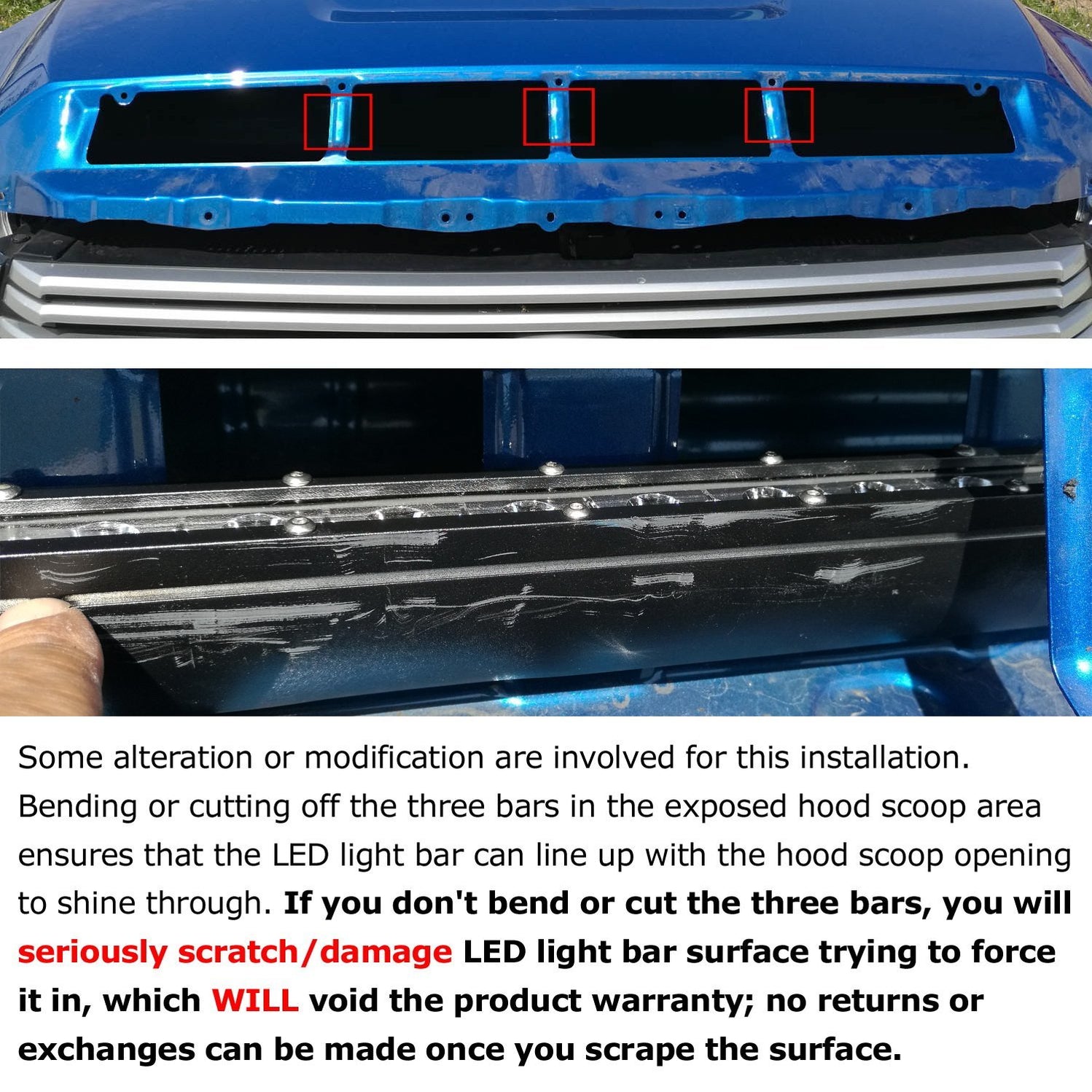 108W 36" LED Light Bar w/ Hood Scoop Bulge Mounting Wiring 14-21 Toyot ...