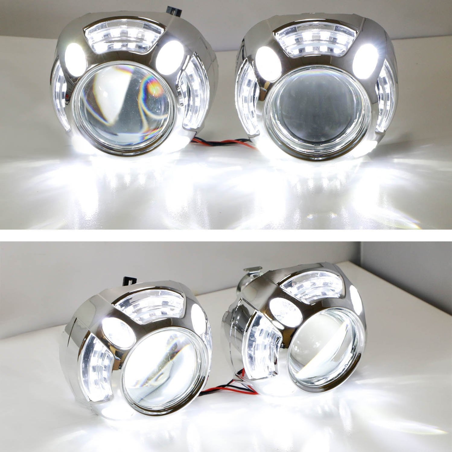 3.0" H1 Bi-Xenon Projector Lens For Headlights w/ Porsche Style 4-LED ...