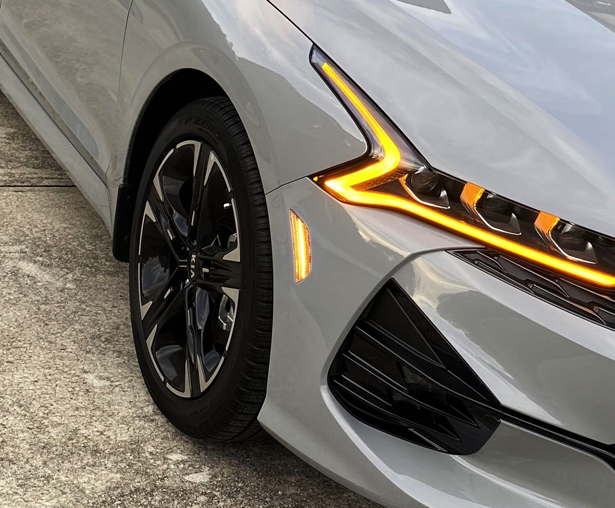 Clear Lens Amber Full LED Strip Front Bumper Side Markers For Kia 21-2 ...