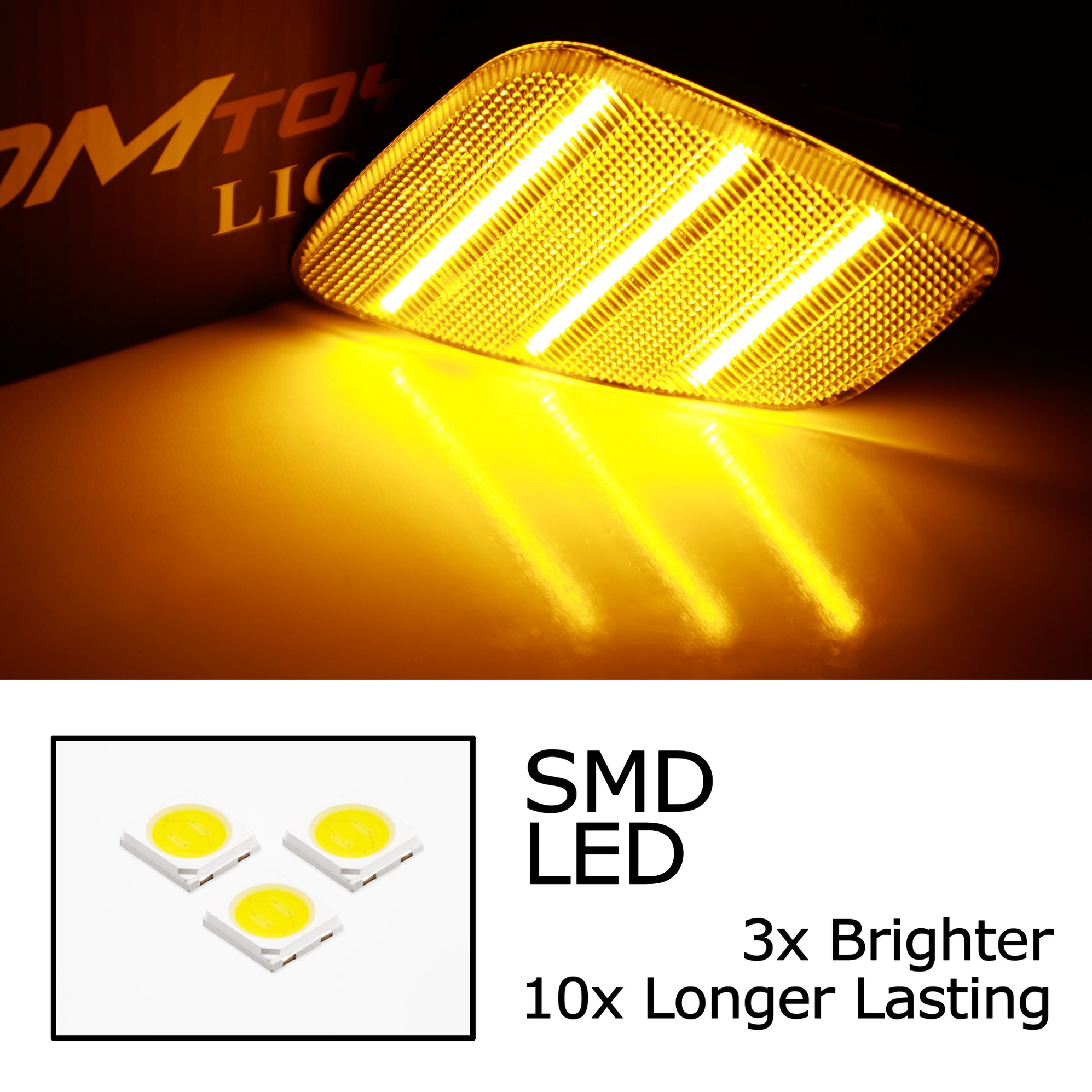 Clear Lens Amber Triple-Row LED Strip Fender Flare Side Markers For Wr ...