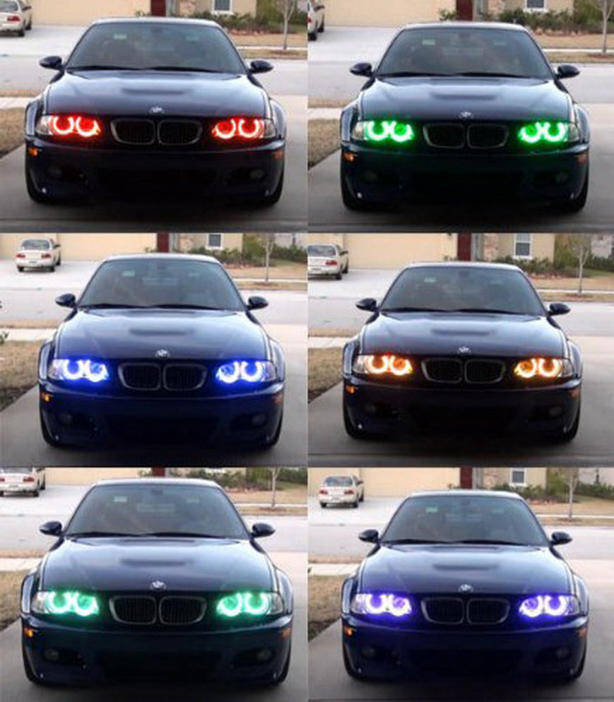 Xenon Headlight RGB Multi-Color LED Angel Eyes For BMW E38 E39 E46 3 5 ...