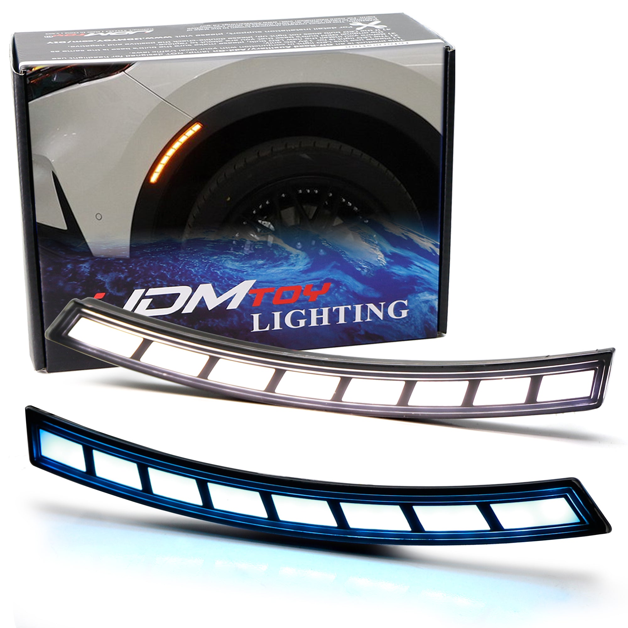 Dark Lens White/Amber Sequential Blink LED Front Side Markers For 23 ...