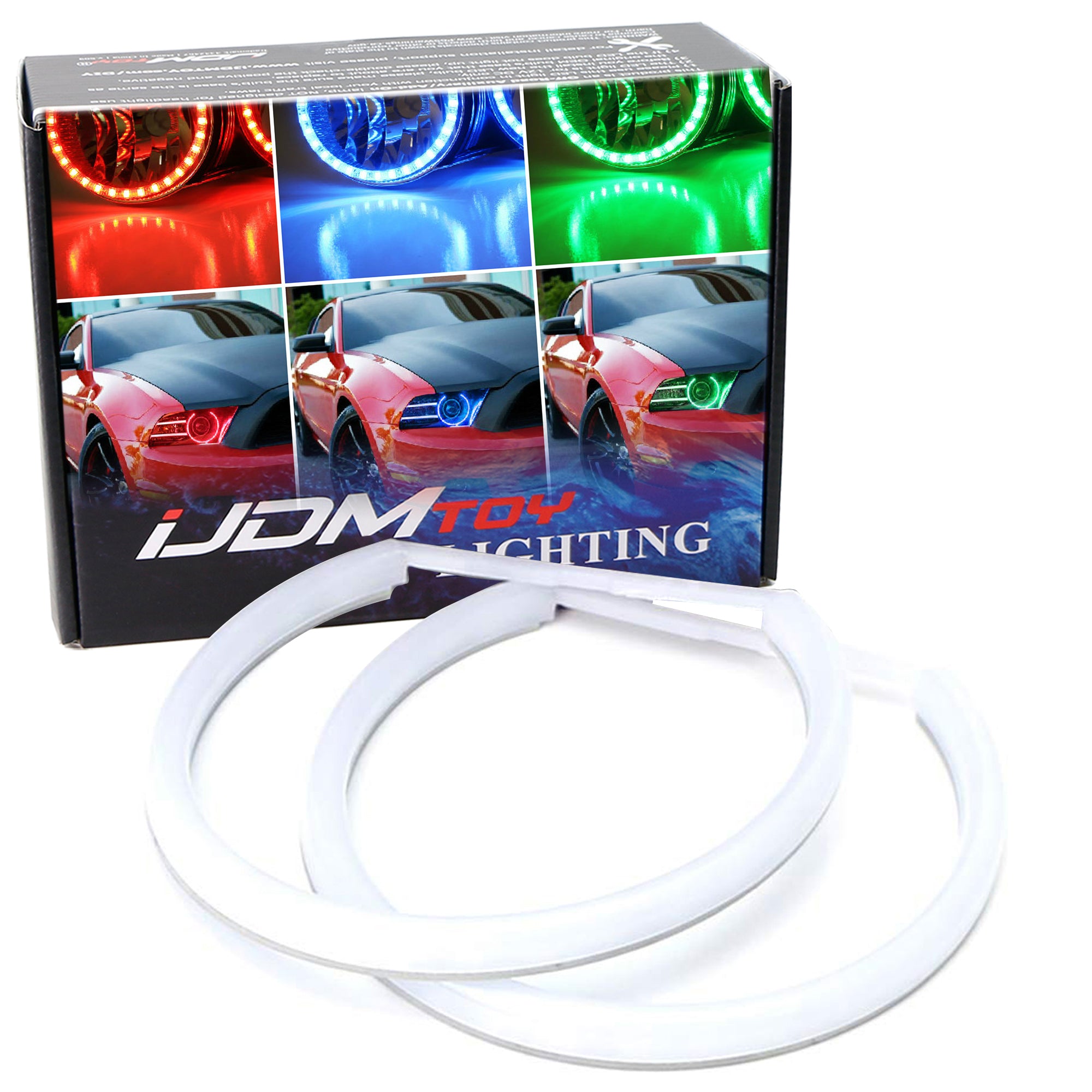 Frosted White Lens RGB LED Headlight Halo Rings w/Remote For 13-14 For ...