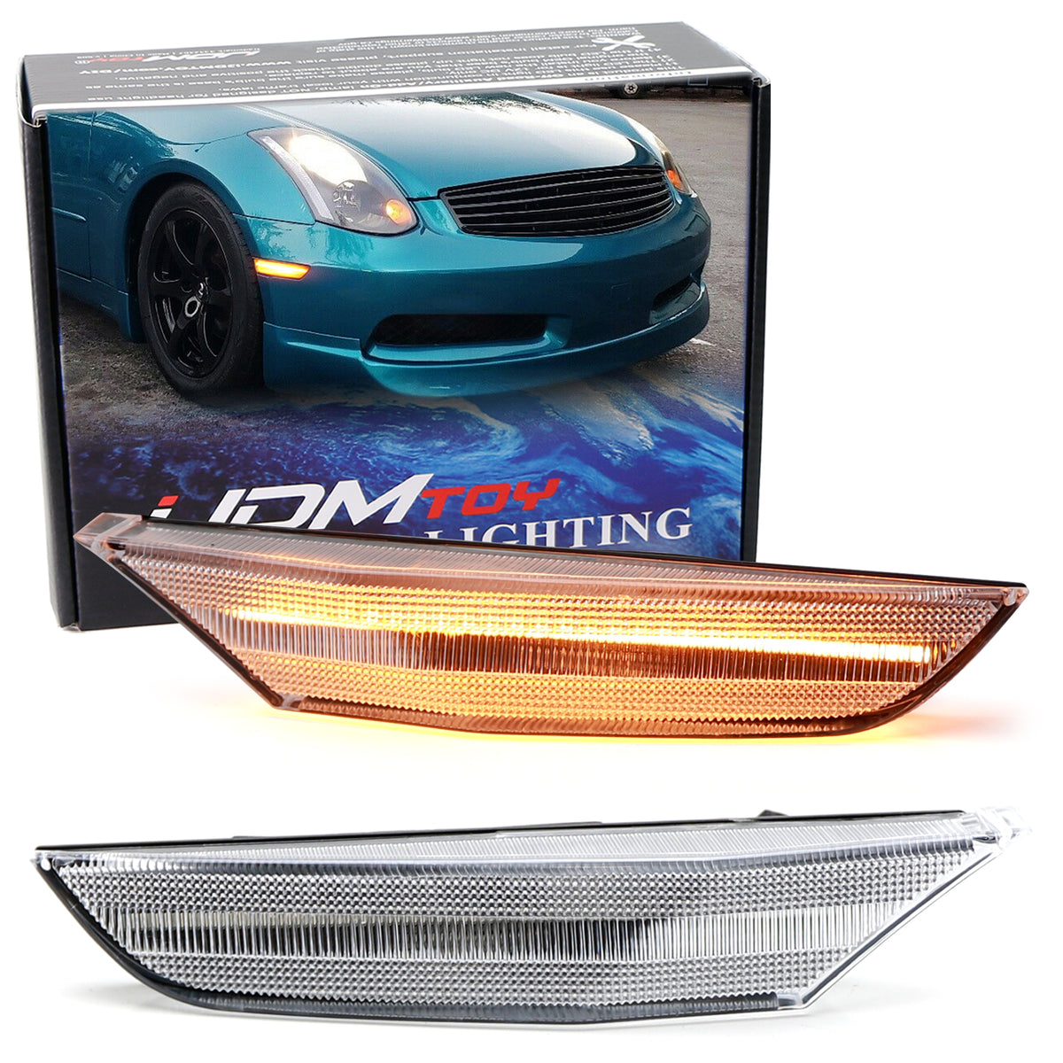 Clear Lens Amber LED Front Fender Side Marker Lamps For 03-06 Infiniti ...
