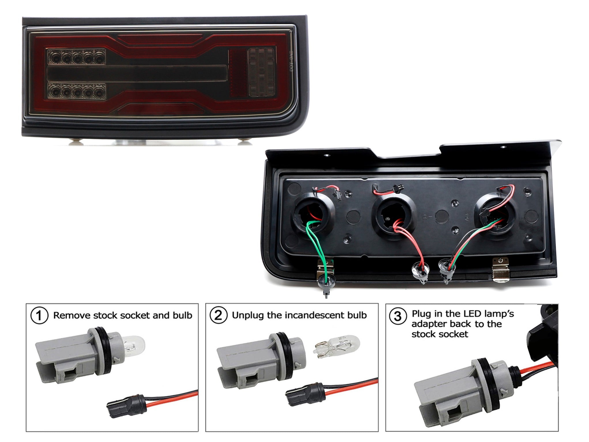 GMC Hummer EV Dark Smoked Lens Full LED Tail Lights w/ Turn/Brake/Reve ...