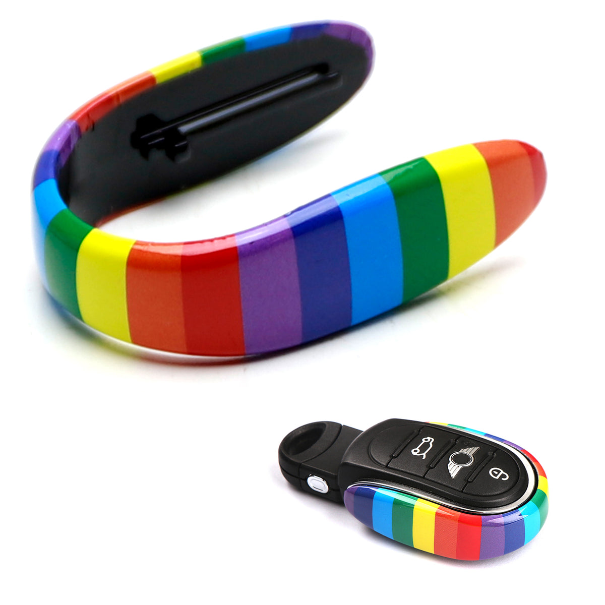 Slim U-Shape Color Ray Pattern Key Fob Shell For MINI Cooper F55 F56 F ...