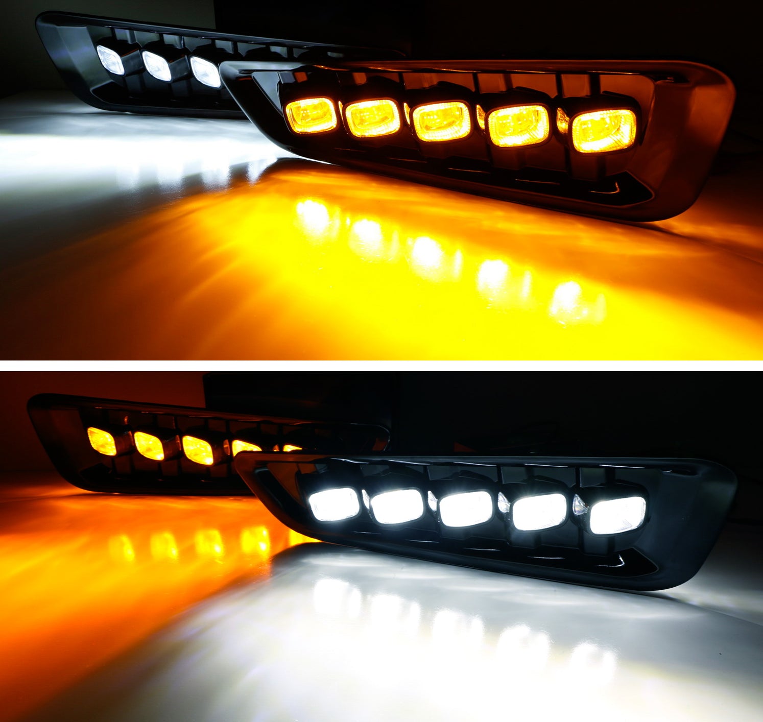 5-Light White/Amber Switchback LED Daytime Running Lights For 17-20 Fo ...