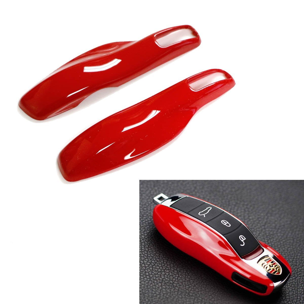 Red Remote Smart Key Shell Holder Cover For Porsche Cayenne Panamera M ...
