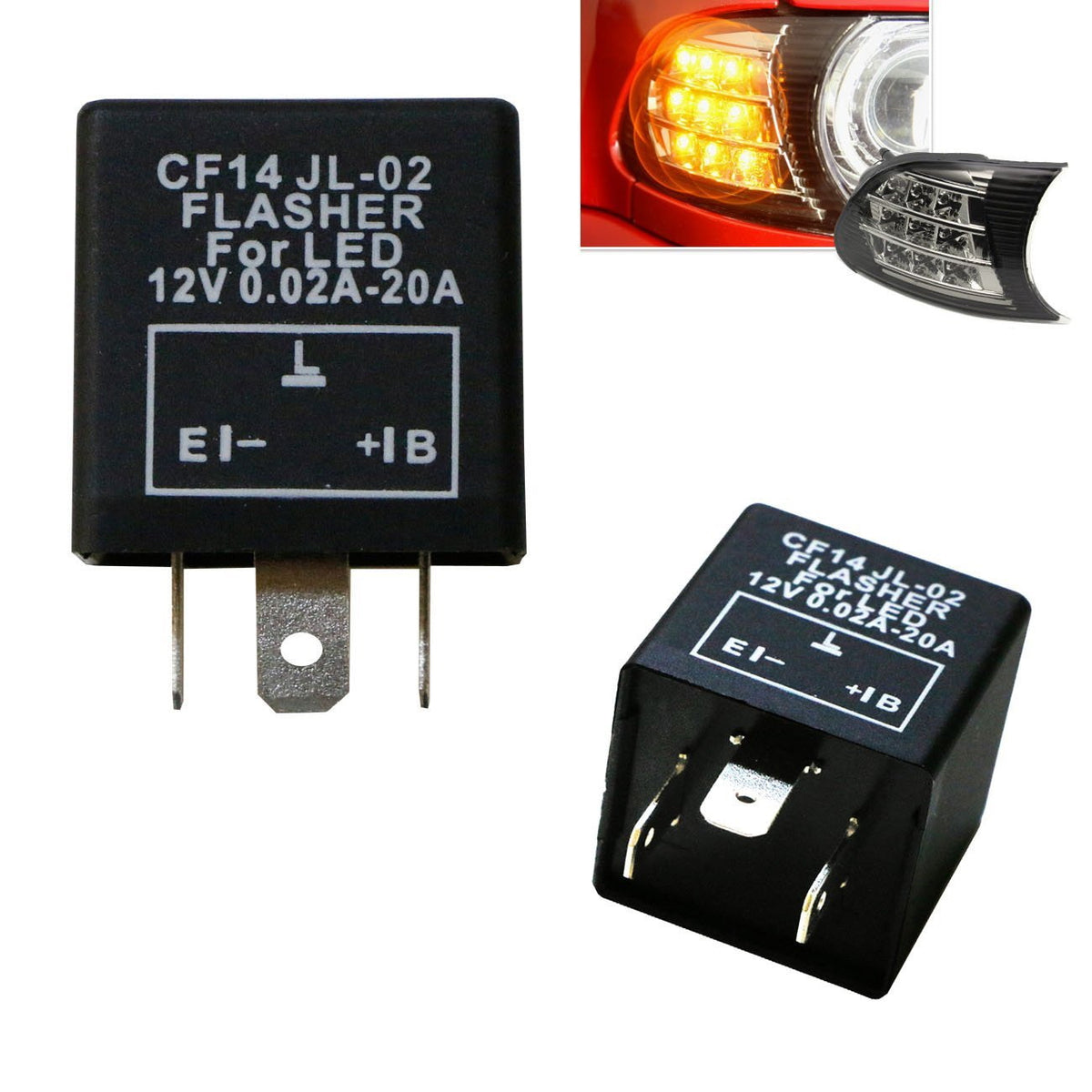 3-Pin CF14 CF-14 JL-02 EP35 LED Flasher Relay Fix Turn Signal Hyper Fl ...