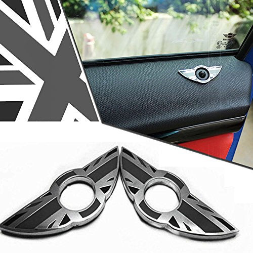 Black Union Jack UK Flag Style Wing Emblem Rings For MINI Cooper Door ...