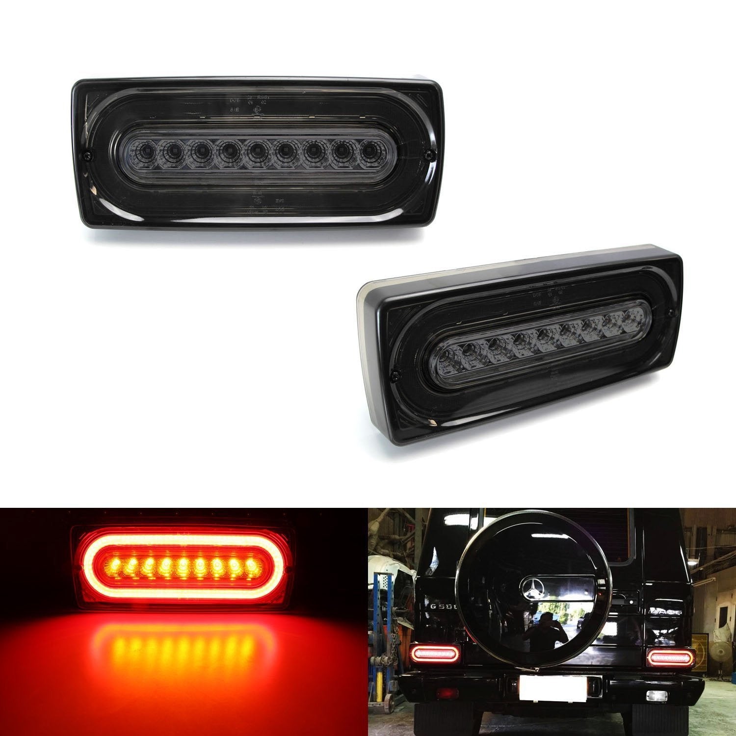 Smoked Lens Full LED Turn Signal/Tail Lights For 1999-18 Mercedes W463 ...