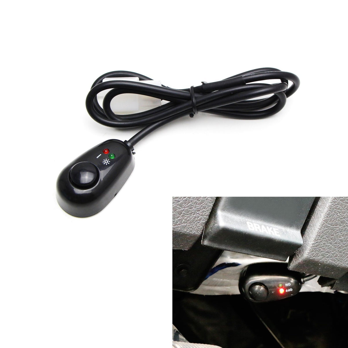 (1) Water Drop Shape 12V Push Button Switch With Red/Green LED Indicat ...