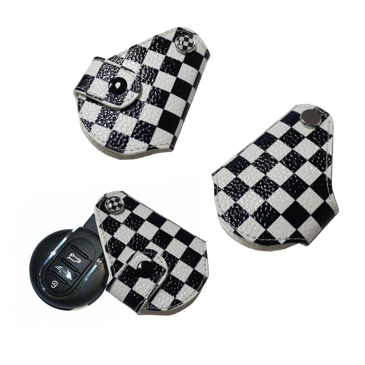 Black UK Checker Pattern Style Key Fob Holder For 2008+ MINI Cooper ...