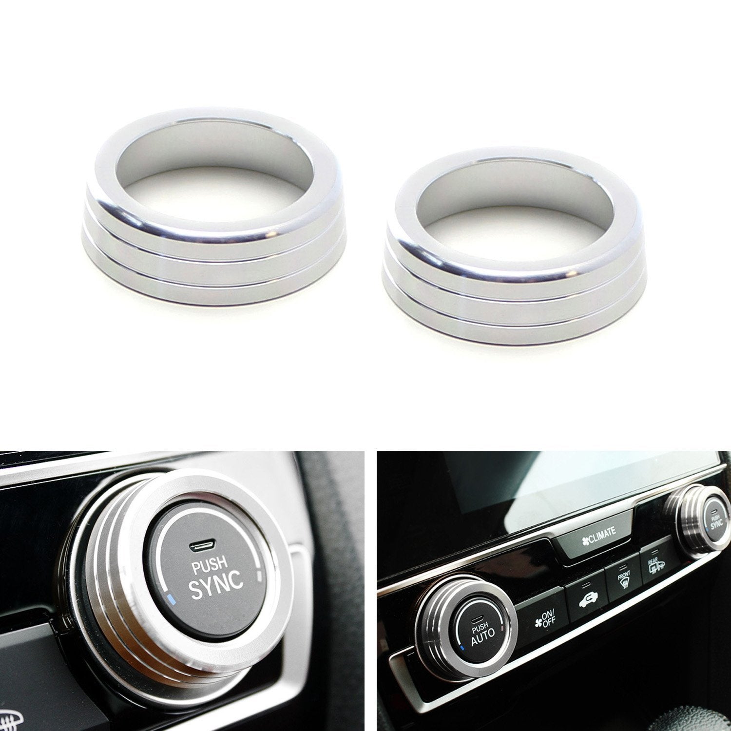 Silver Anodized Aluminum AC Climate Control Ring Knob Covers For 16+ H ...