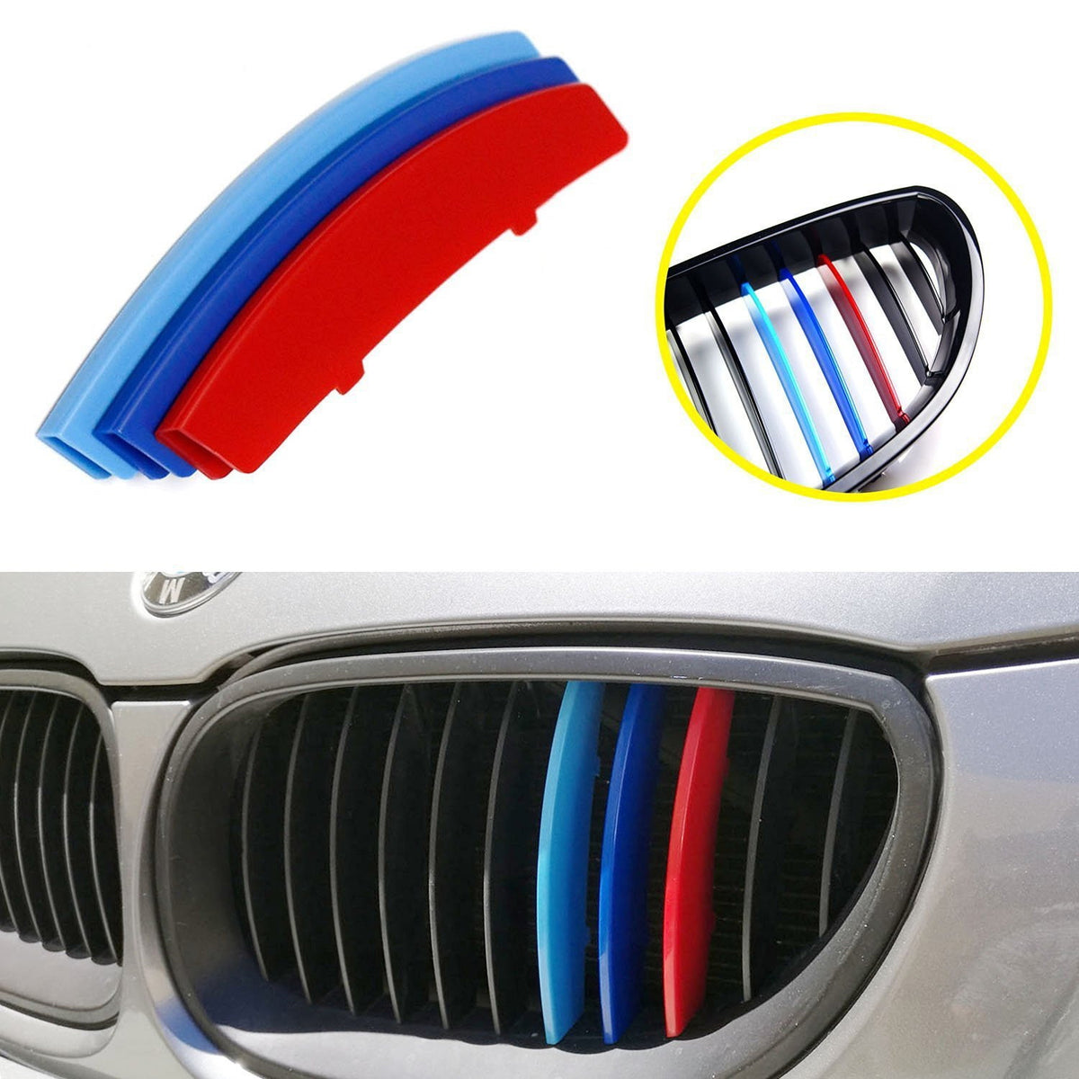 ///M-Sport 3-Color Grille Insert Trims For BMW E60 5 Series Center Kid ...