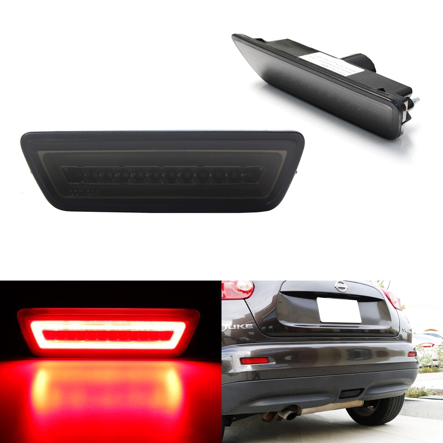 Smoked Lens 3-In-1 LED Rear Fog Light (Tail/Brake) For Nissan Juke Rog ...