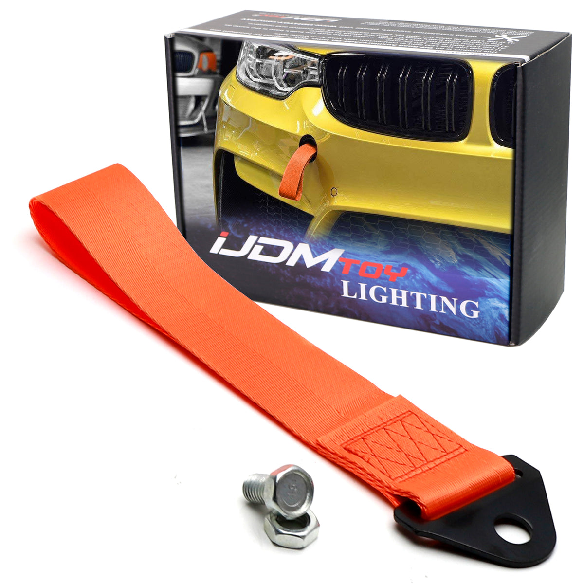 Sports Orange High Strength Racing Tow Strap For Front Rear Bumper Tow ...