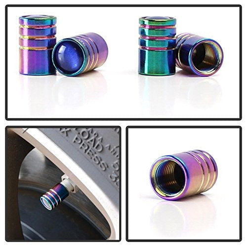 Tuner Racing Style Neo Chrome Anodized Aluminum Tire Valve Caps (Hexag ...