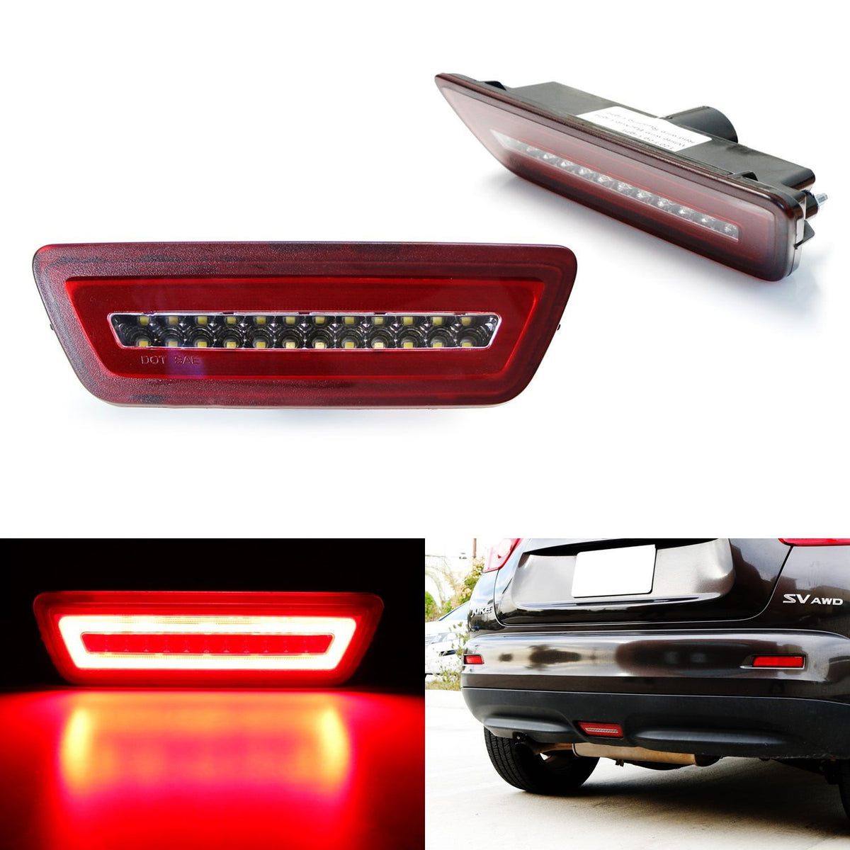 Red Lens 3-In-1 LED Rear Fog Light Kit (Tail/Brake) For Nissan Juke Ro ...