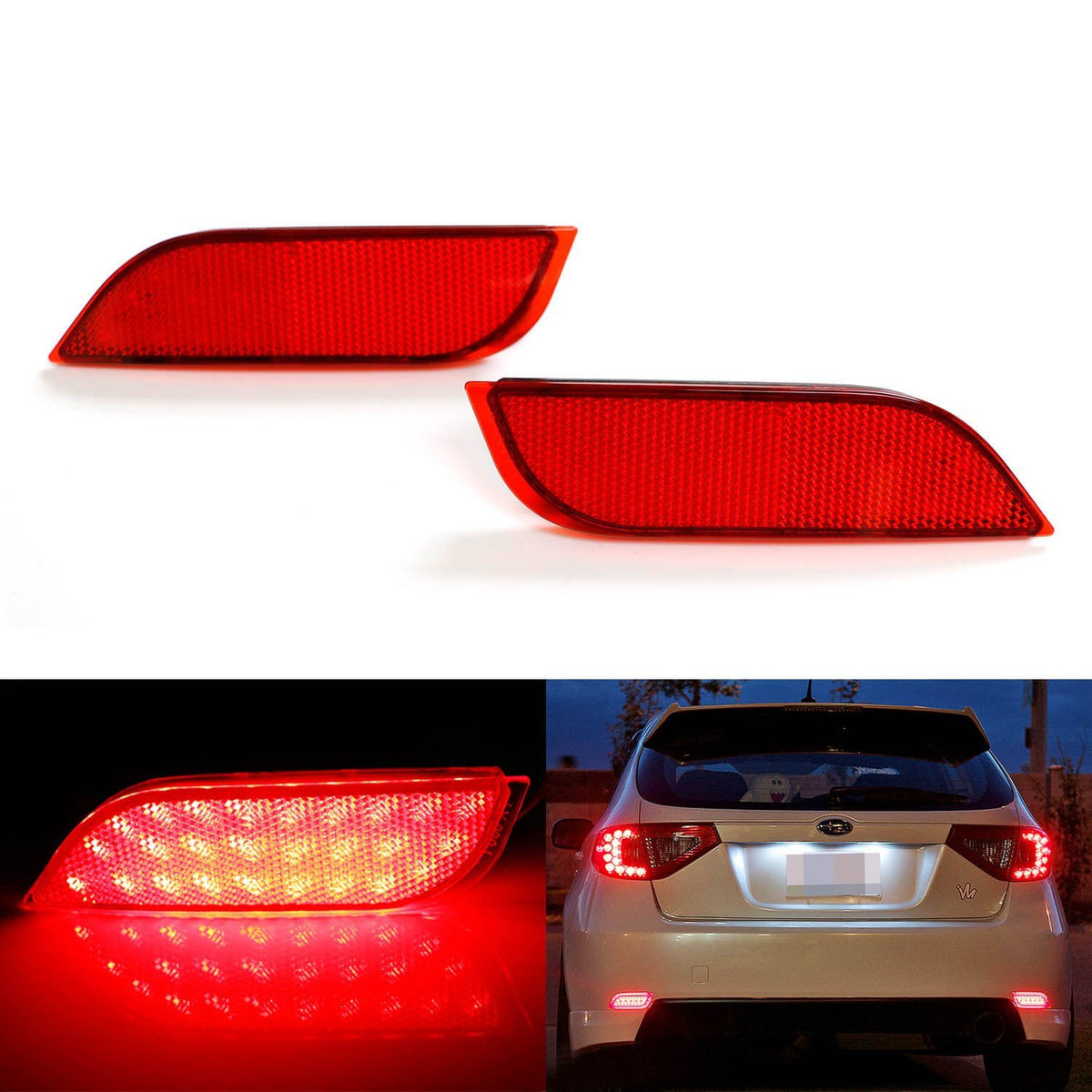 Red Lens 26-LED Bumper Reflectors, Rear Fog Lights For Subaru Impreza ...