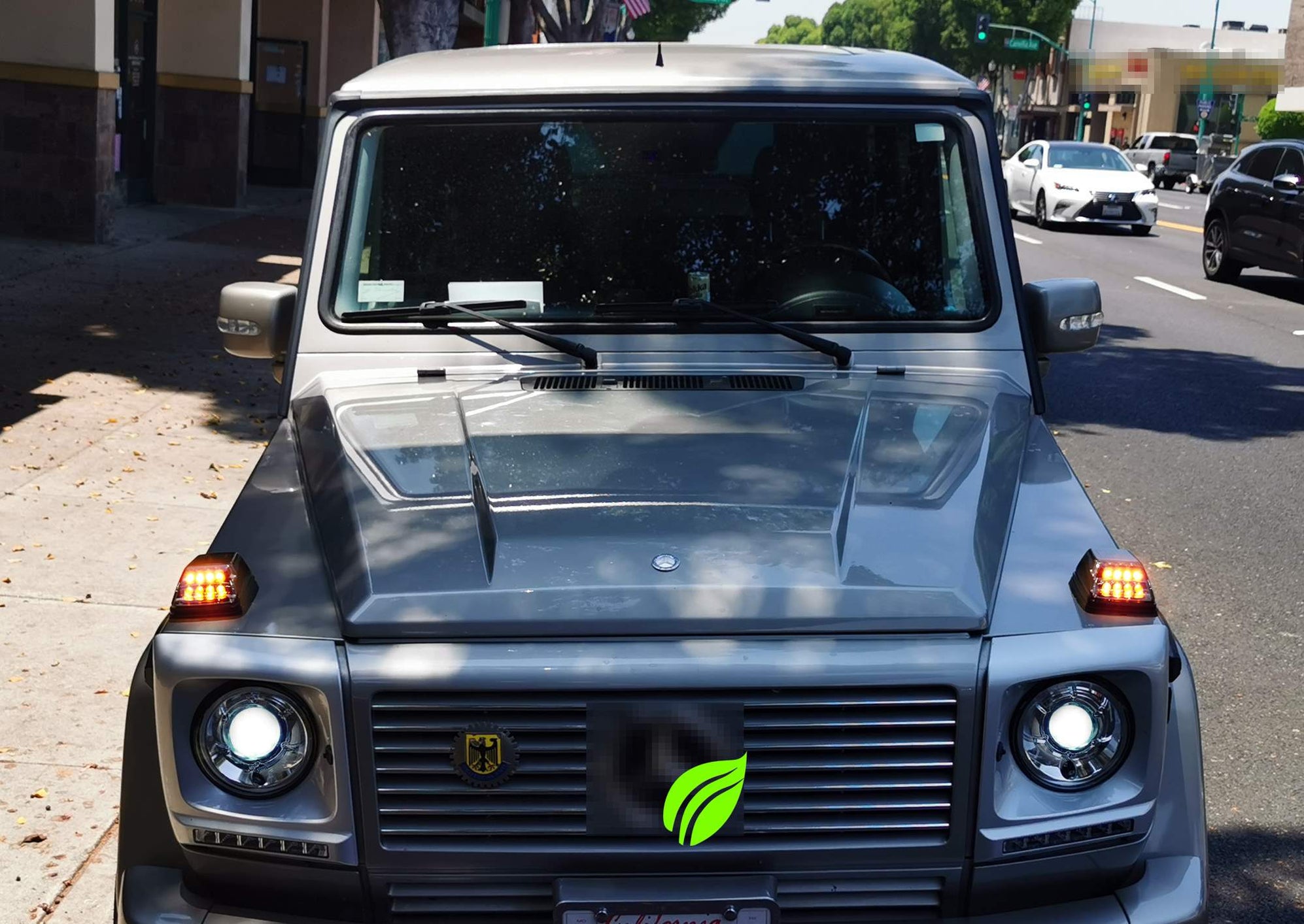 Clear Lens Amber LED Turn Signal Lamps w/ White LED For Mercedes W463 ...