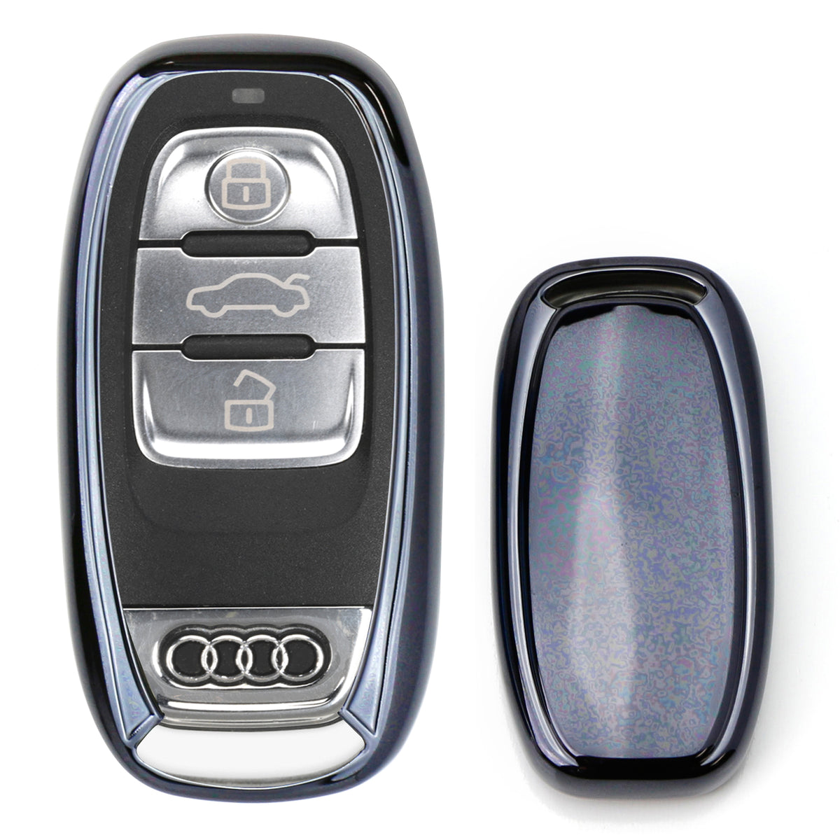 Chrome Black TPU Key Fob Case For Audi A3 A4 A5 A6 A7 Q3 Q5 Q7 3-Butto ...
