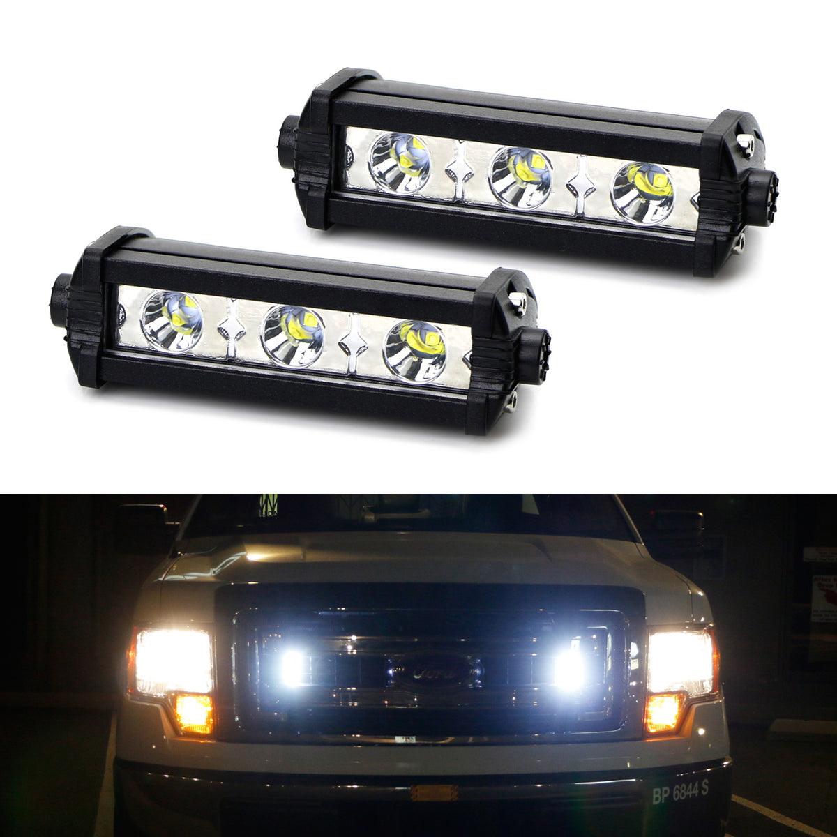 White 3-CREE LED Daytime Running Lights For Behind Grille or Lower Bum ...