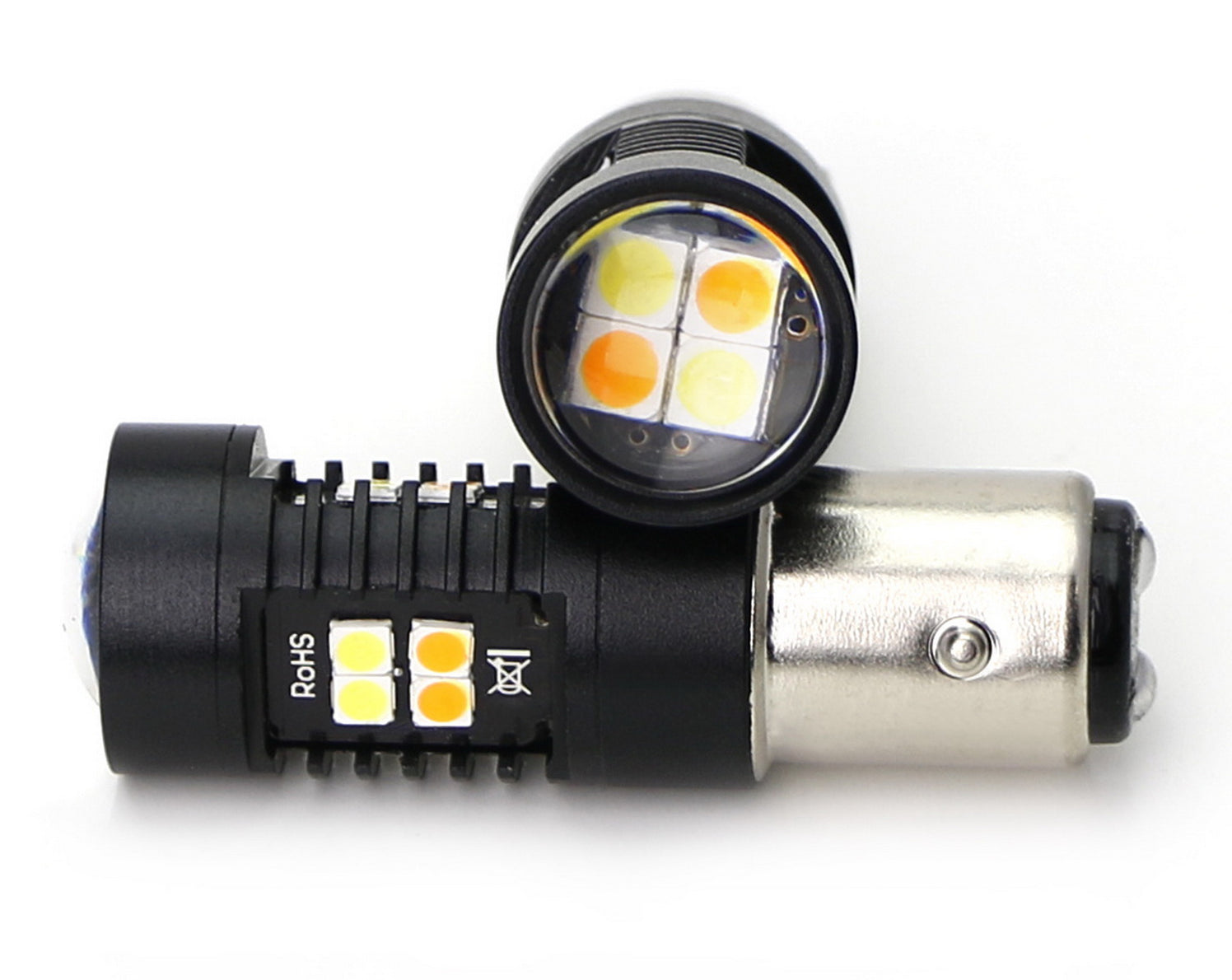 White/Amber High Power 16-SMD 1157 Switchback LED Bulbs For Turn Signal ...