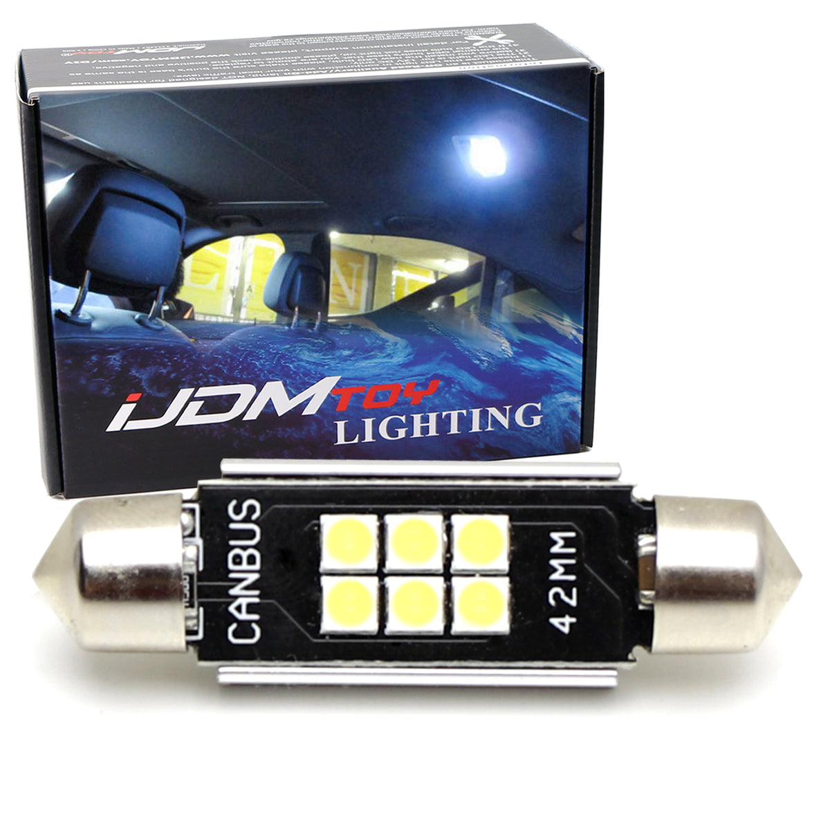 1pc HID White 8-SMD Error Free 578 2112 6411 LED Dome Tunk Area Cargo ...