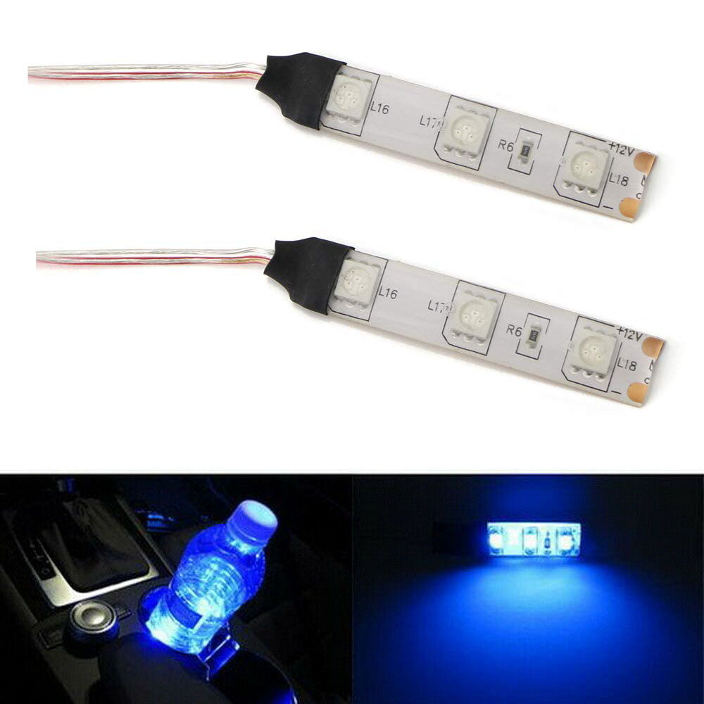 3-SMD Blue LED Strip Lights For Cup Holder Gauge Cluster Glove Box Foo — iJDMTOY.com