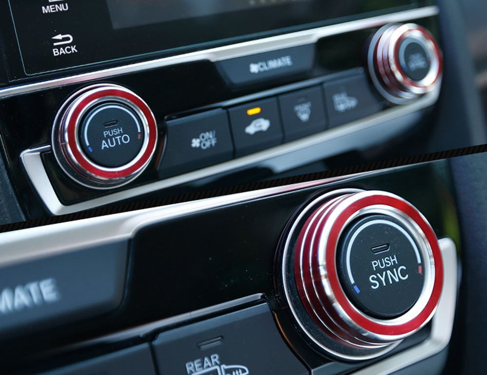 Red Anodized Aluminum AC Climate Control Ring Knob Covers For 16-21 Ho ...