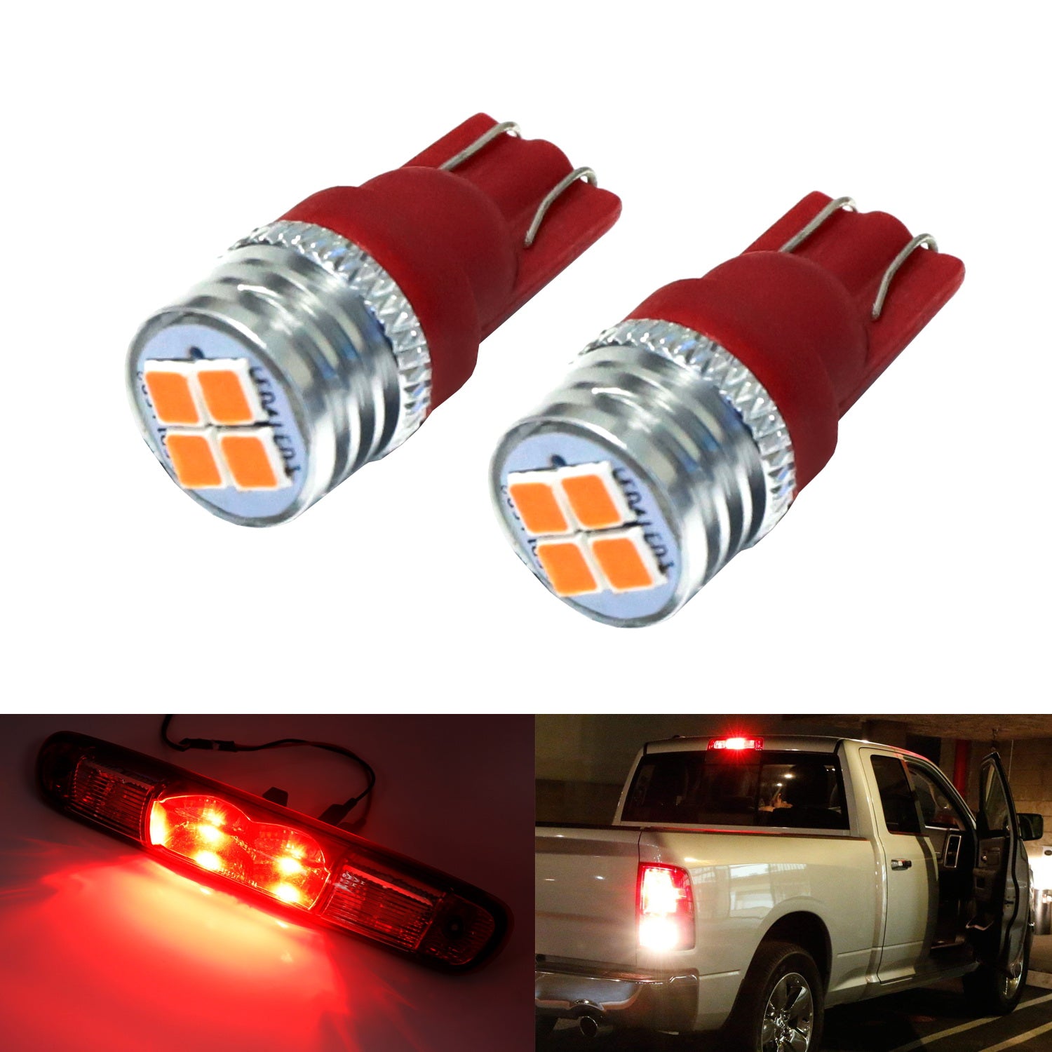 Red 4-SMD LED Bulbs For Ford Chevy GMC etc High Mount 3rd Brake Stop L ...