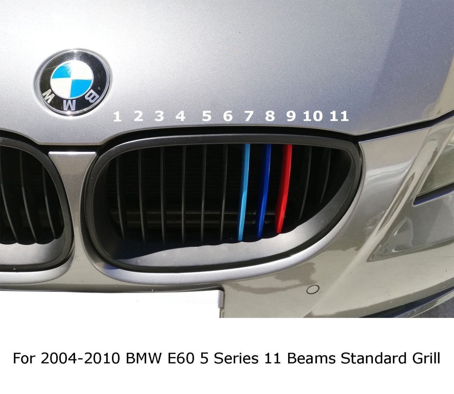 ///M-Sport 3-Color Grille Insert Trims For BMW E60 5 Series Center Kid ...