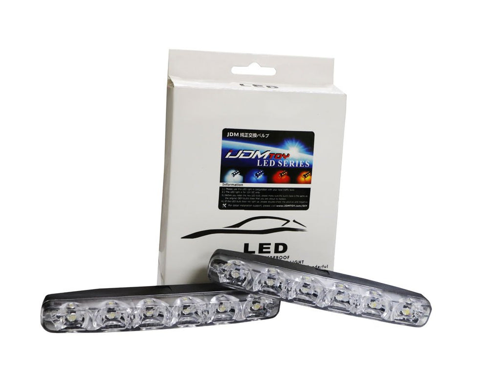 6000K White 6-LED Universal Fit LED Daytime Running Light Kit — iJDMTOY.com